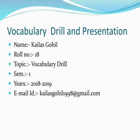 Vocabulary drill and presentation | PPT