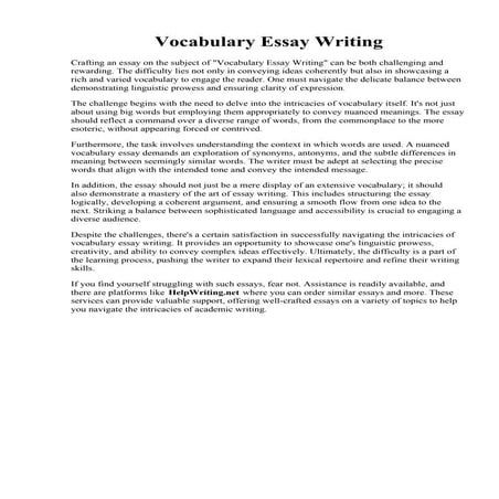 Vocabulary Essay Writing | PDF