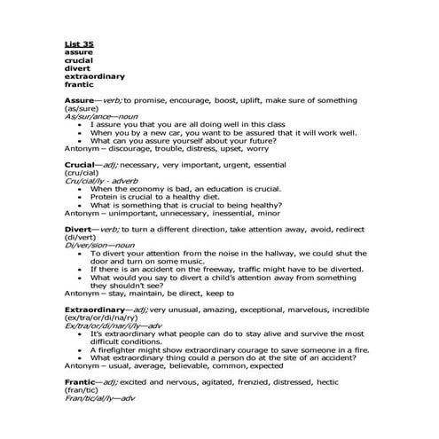 Vocabulary list 35 | PPTX