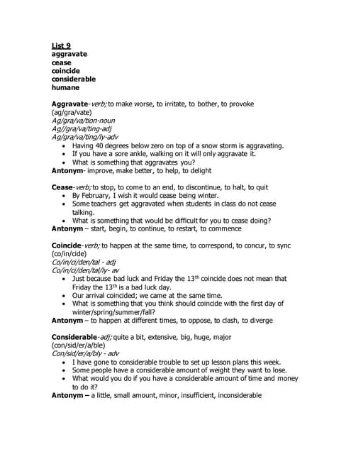 Vocabulary exercises for list 43 | PDF