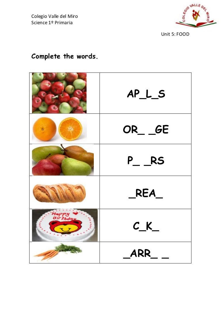 Vocabulary food unit 5