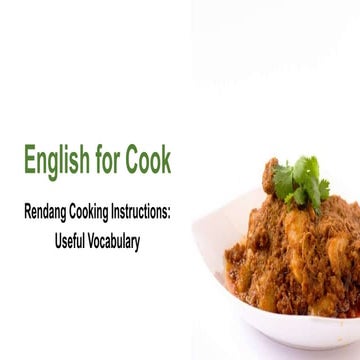 English for Cooks | PPTX | Cooking | Food & Drink