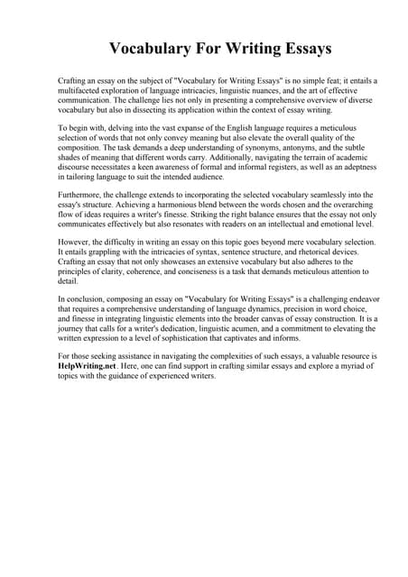 Good Adjectives For Essays | PDF