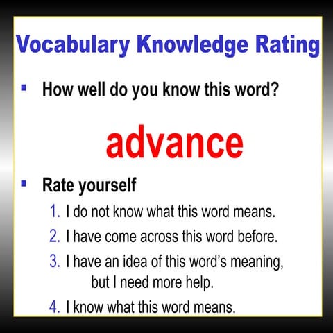 Vocabulary Knowledge Rating - World cup | PPT