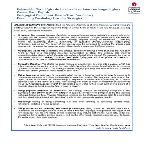Vocabulary learning strategies | PDF