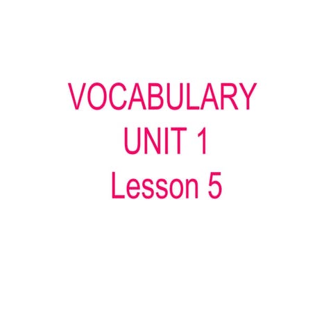 Vocabulary 5th grade Unit 1 Lesson 1 | PPT