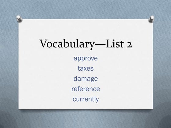 Vocabulary list 1 | PPT