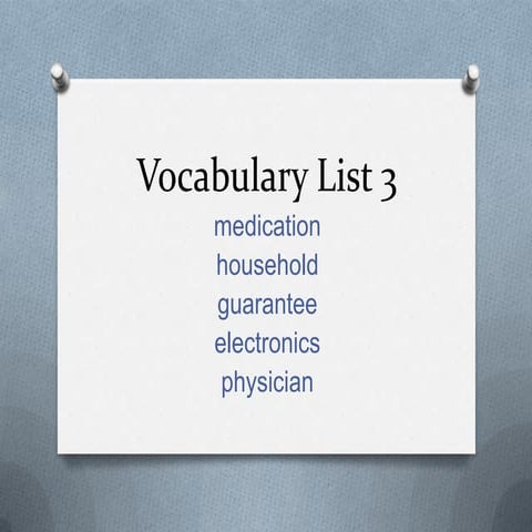 Vocabulary list 3 | PPT