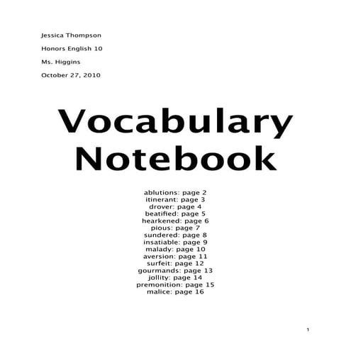Vocabulary notebook | PAGES | Homework and Study | Education