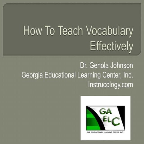 How To Effectively Teach Vocabulary | PPT