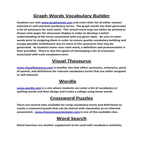 Vocabulary Station Activities | DOCX
