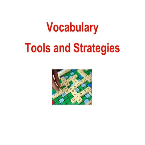 Vocabulary Tools and strategies | PPT