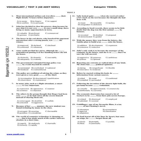 Vocabulary test3 | PDF