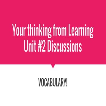 Vocabulary thinking from learning unit #2 | PPT