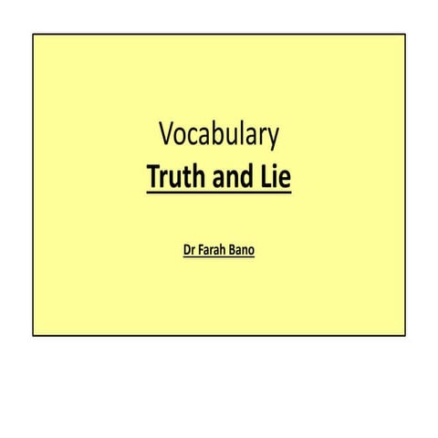 Vocabulary truth and lie | PPTX