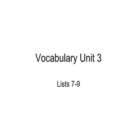 Vocabulary Unit 3 | PPT