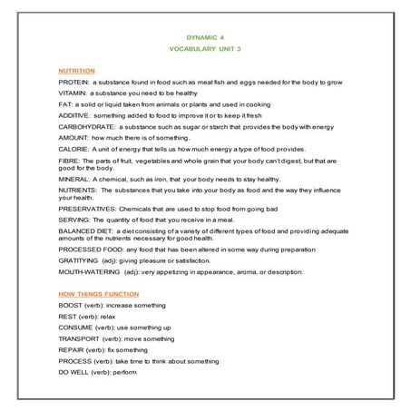 Vocabulary unit 3 | DOCX