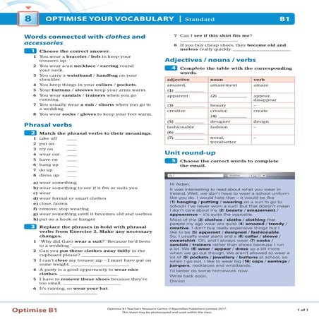 Vocabulary unit 8 | PDF | Women\'s Clothing | Women\'s Fashion