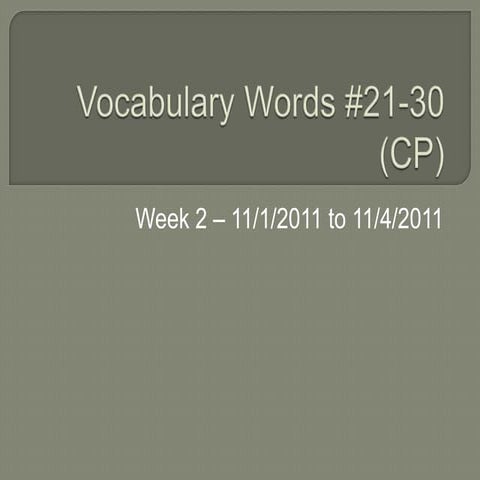 Vocabulary week 3 #21 30 | PPT