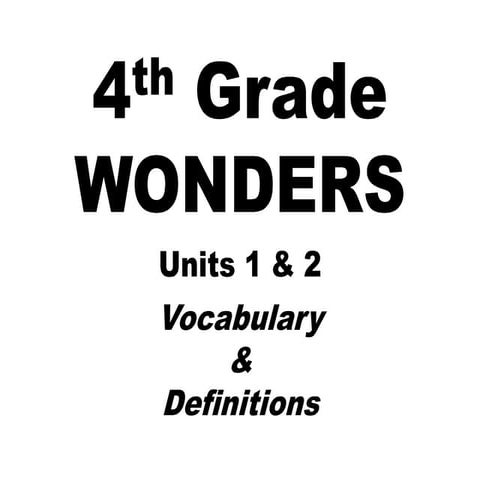 Vocabulary words grade 4 units 1 and 2 . pdf | PDF