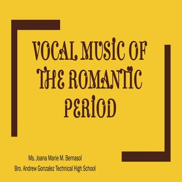Vocal music of the Romantic Period | PDF