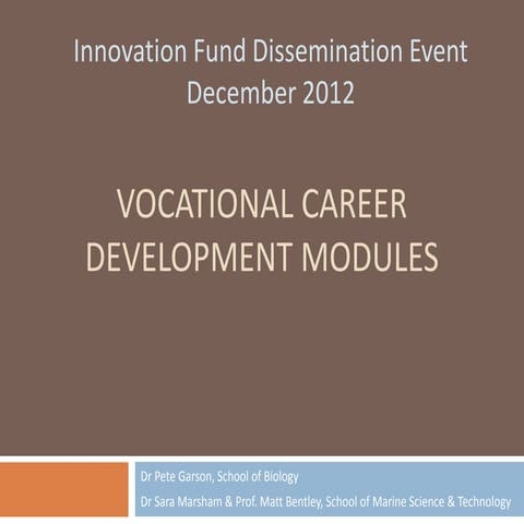 Vocational career development modules. | PDF