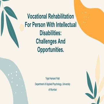 Vocational rehabilitation of person with intellectual disabilities | PPTX