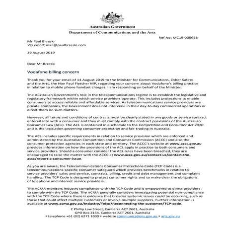 Vodafone complaint letter