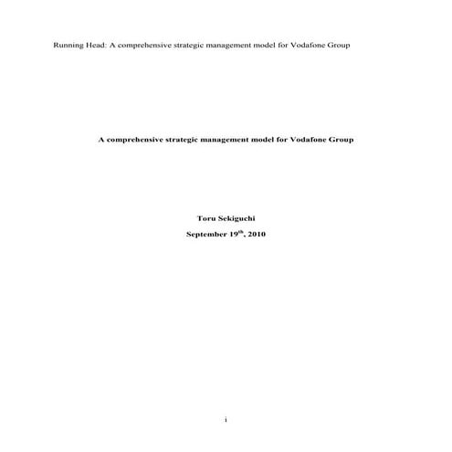 Vodafone Comprehensive Strategic Management Model | PDF