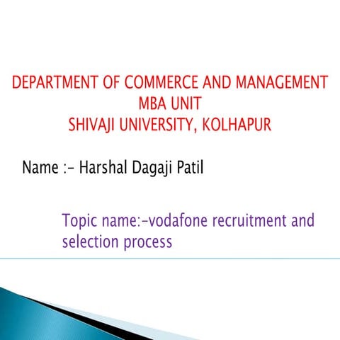 Vodafone recruitment and selection process | PPTX