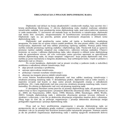 Vodič za pisanje diplomskog rada | DOC