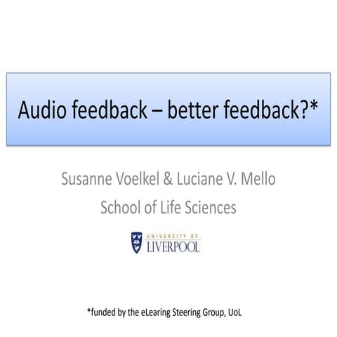 Audio feedback – better feedback? | PPT