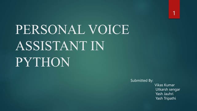 Personal Voice Assistant Using Pythonpptx