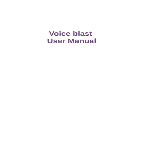 Voiceblast manual | PDF