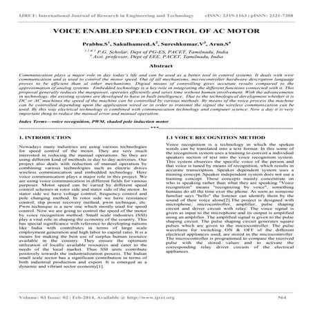 Voice enabled speed control of ac motor | PDF