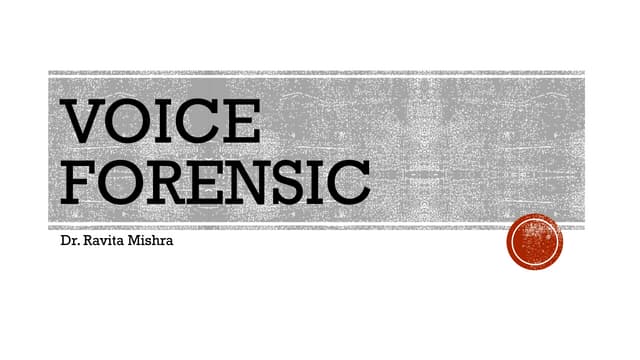 Audio and Video Forensics | PPTX
