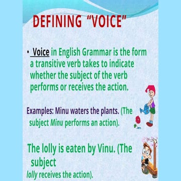 Voice in English Grammar is the form a transitive verb takes to ...