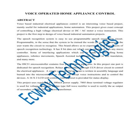 Home Appliances Control By Human Voice Circuit Diagram Voice