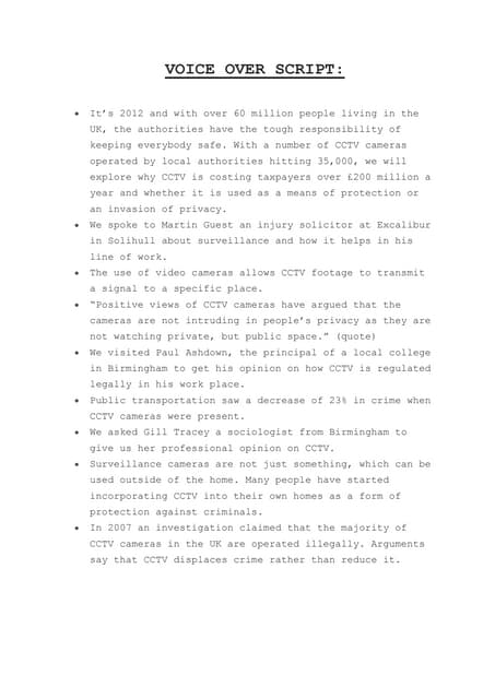 CCTV Questionnaire and Results | DOCX