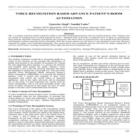 Voice recognition based advance patients room automation | PDF ...