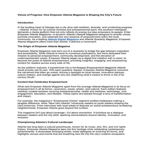 Voices of Progress: How Empower Atlanta Magazine is Shaping the City’s Future | DOCX