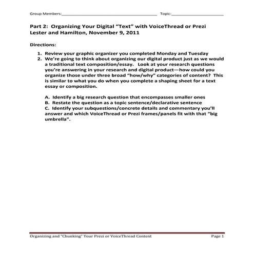 Voice thread or prezi graphic organizer part 2 | PDF