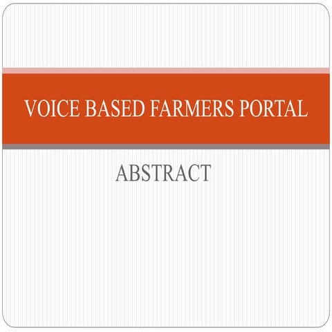 Voicexml for farmers portal ppt | PPT