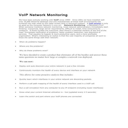 Vo I P Network Monitoring | PDF