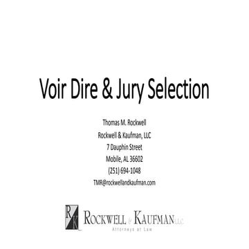 Voir dire & jury selection webinar 2018 linkedin | PPT
