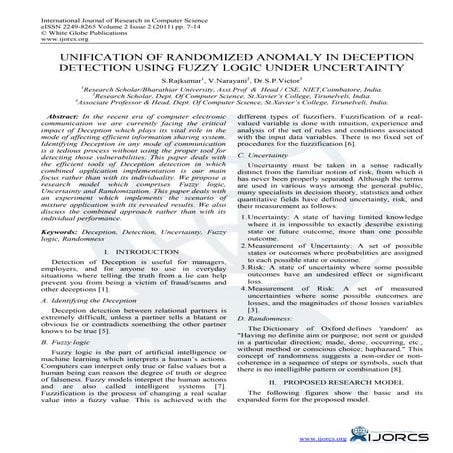 Unification Of Randomized Anomaly In Deception Detection Using Fuzzy Logic Under Uncertainty ...