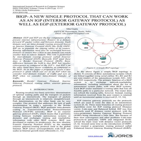 BIGP- A New Single Protocol that can work as an IGP (Interior Gateway ...