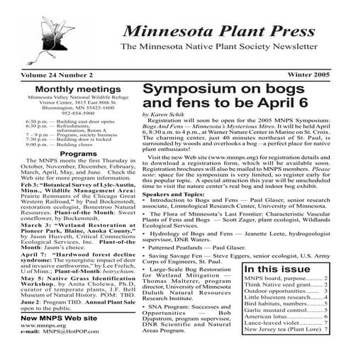 Winter 2005 Minnesota Plant Press | PDF | Gardening | Home & Garden