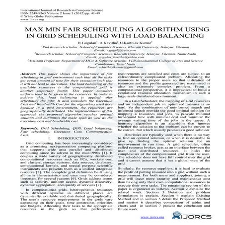 Max Min Fair Scheduling Algorithm Using In Grid Scheduling With Load 1531