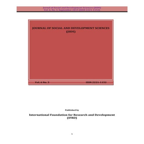 Jornal of Social and Development Sciences (JSDS) Vol. 6, No. 3 ...